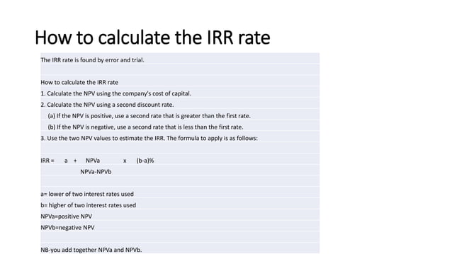 The internal rate of return (IRR) ACCA F9 | PPT