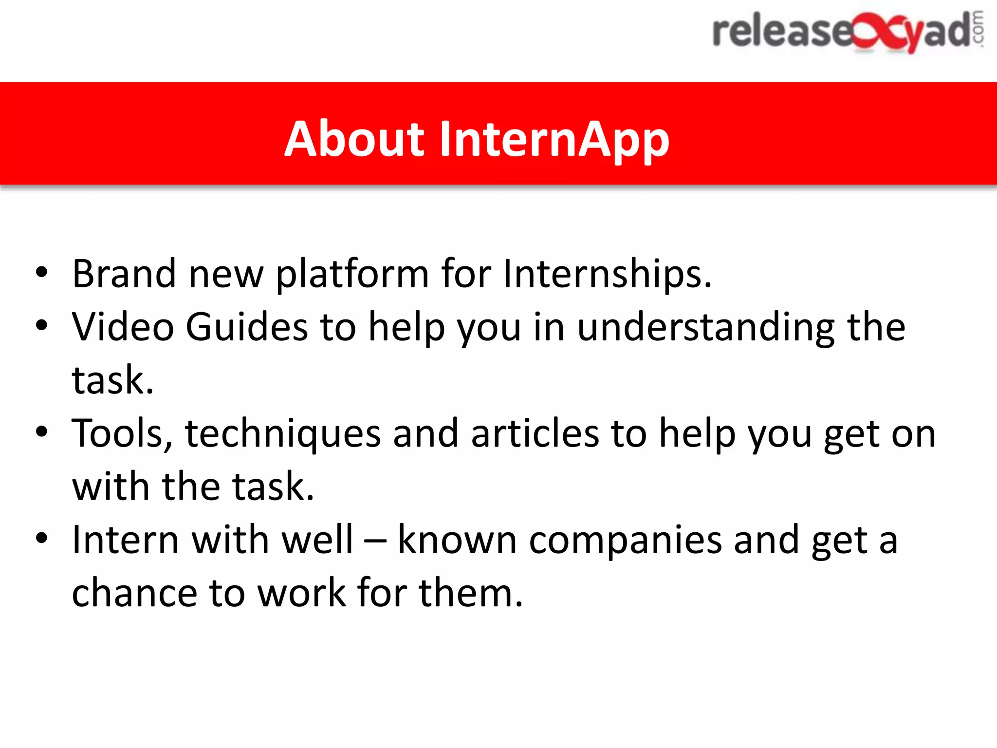 The Intern App by ReleasemyAd | PPT