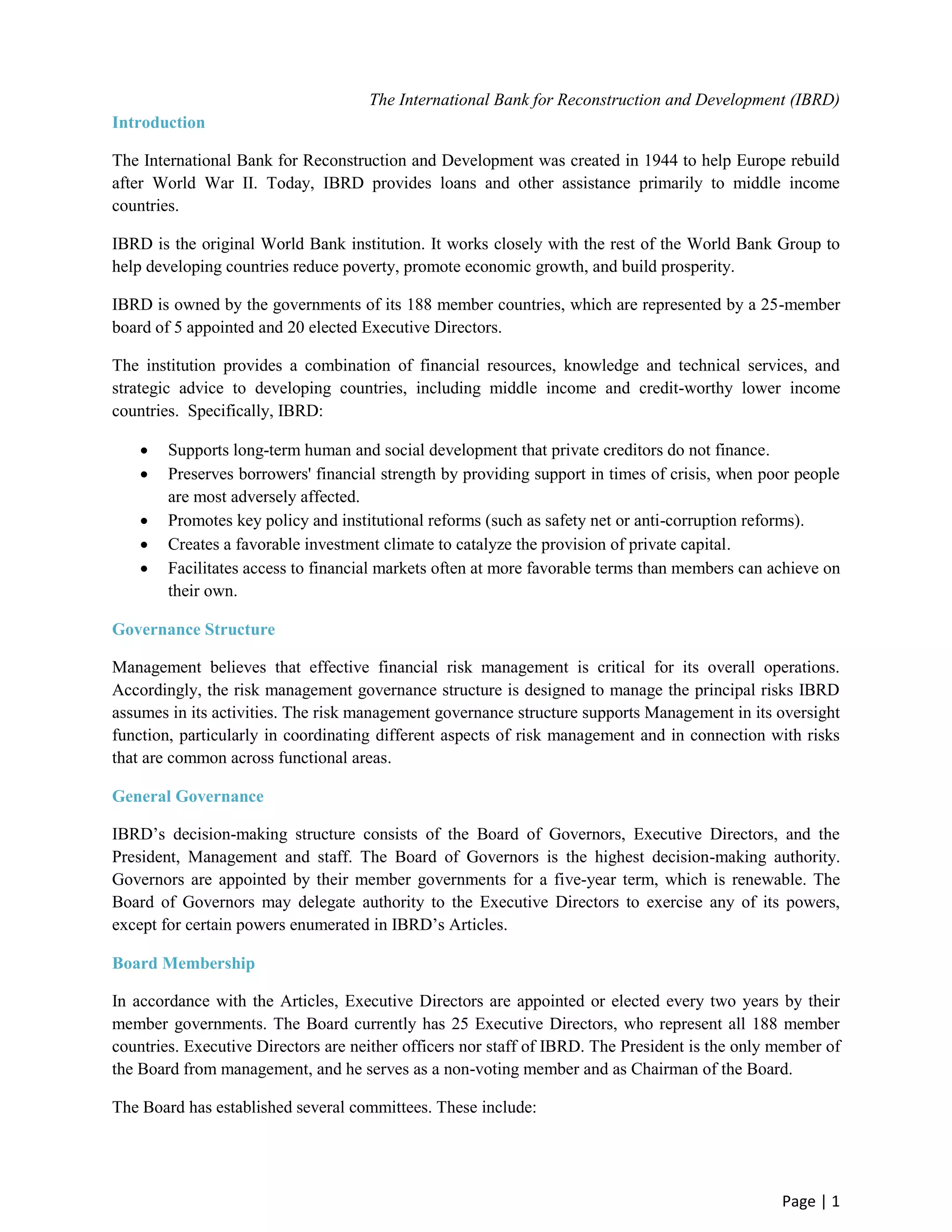 The international bank for reconstruction and development | PDF