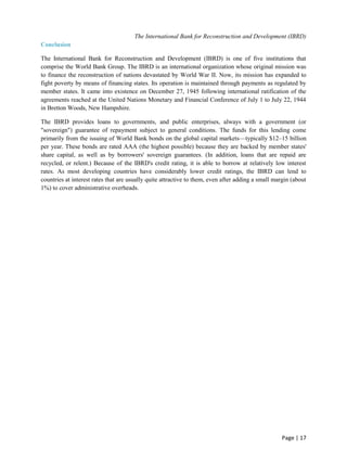 The international bank for reconstruction and development | PDF