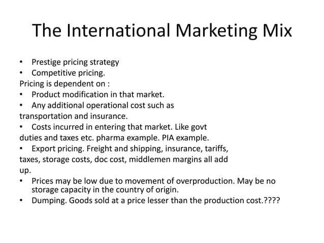 The international marketing mix ia 2 | PPTX