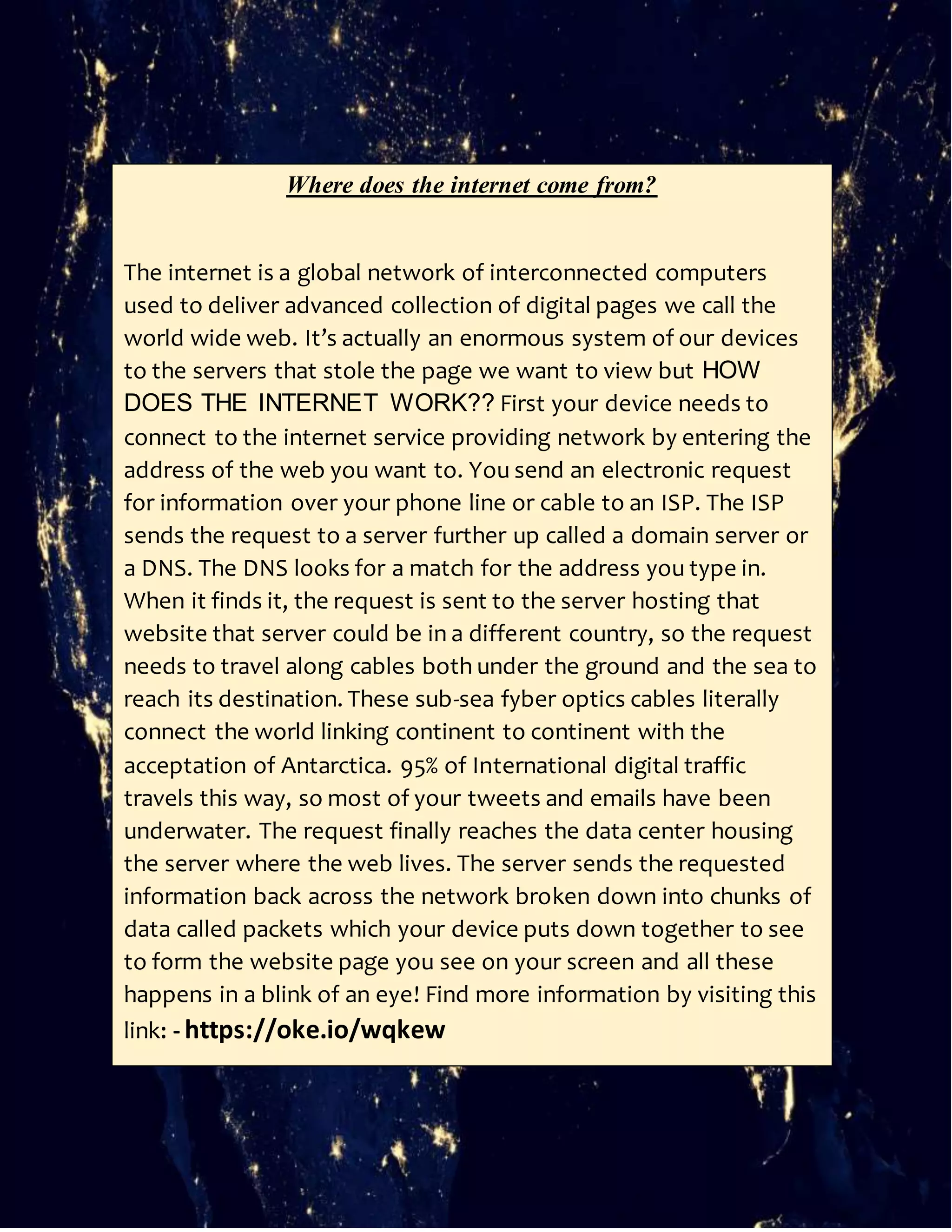 Where does the internet come from? | DOCX | Internet | Computing