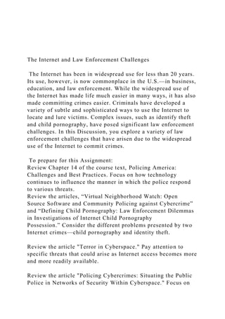 The Internet and Law Enforcement Challenges The Internet h.docx