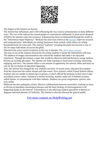 The Internet Essay | PDF