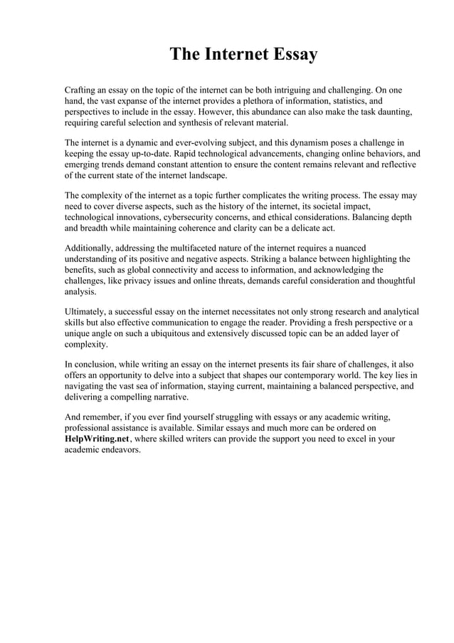 The Internet Essay.pdf | Internet Safety | Parenting