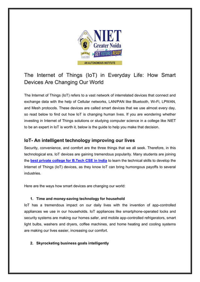 The Internet of Things (IoT) in Everyday Life.pdf | Internet | Computing