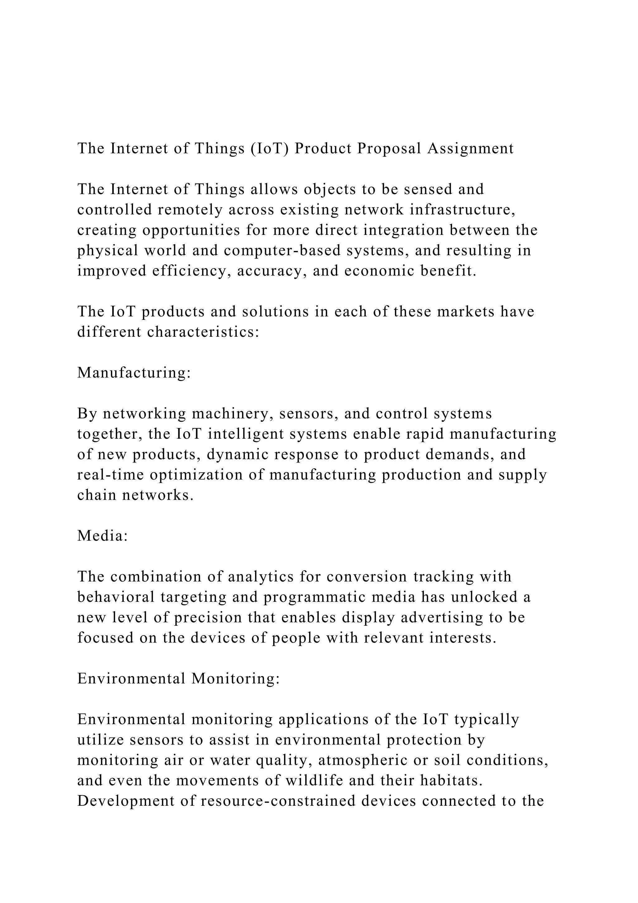 The Internet of Things (IoT) Product Proposal AssignmentThe .docx