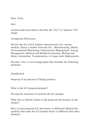 The Internet of Things (IoT) Product Proposal AssignmentThe .docx