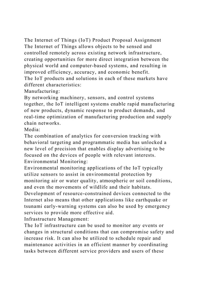 The Internet of Things (IoT) Product Proposal AssignmentThe Inte.docx
