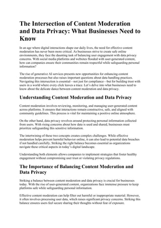 The Intersection of Content Moderation and Data Privacy: What ...