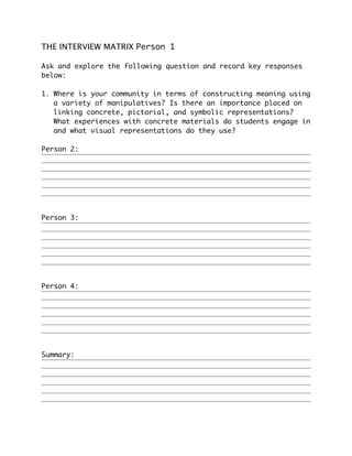 The interview matrix (elementary) | PAGES