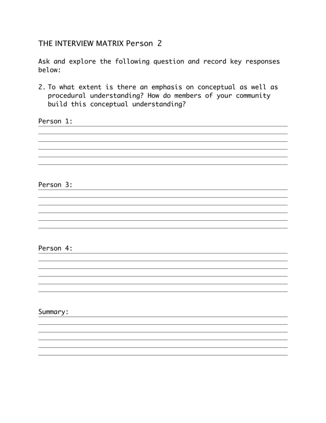 The interview matrix (elementary) | PAGES