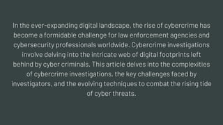 Cyber Crime Investigations – Cyberroot Risk Advisory | PPT