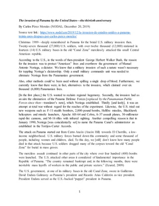 The U.S. Invasion of Panama--30 Years After | DOCX