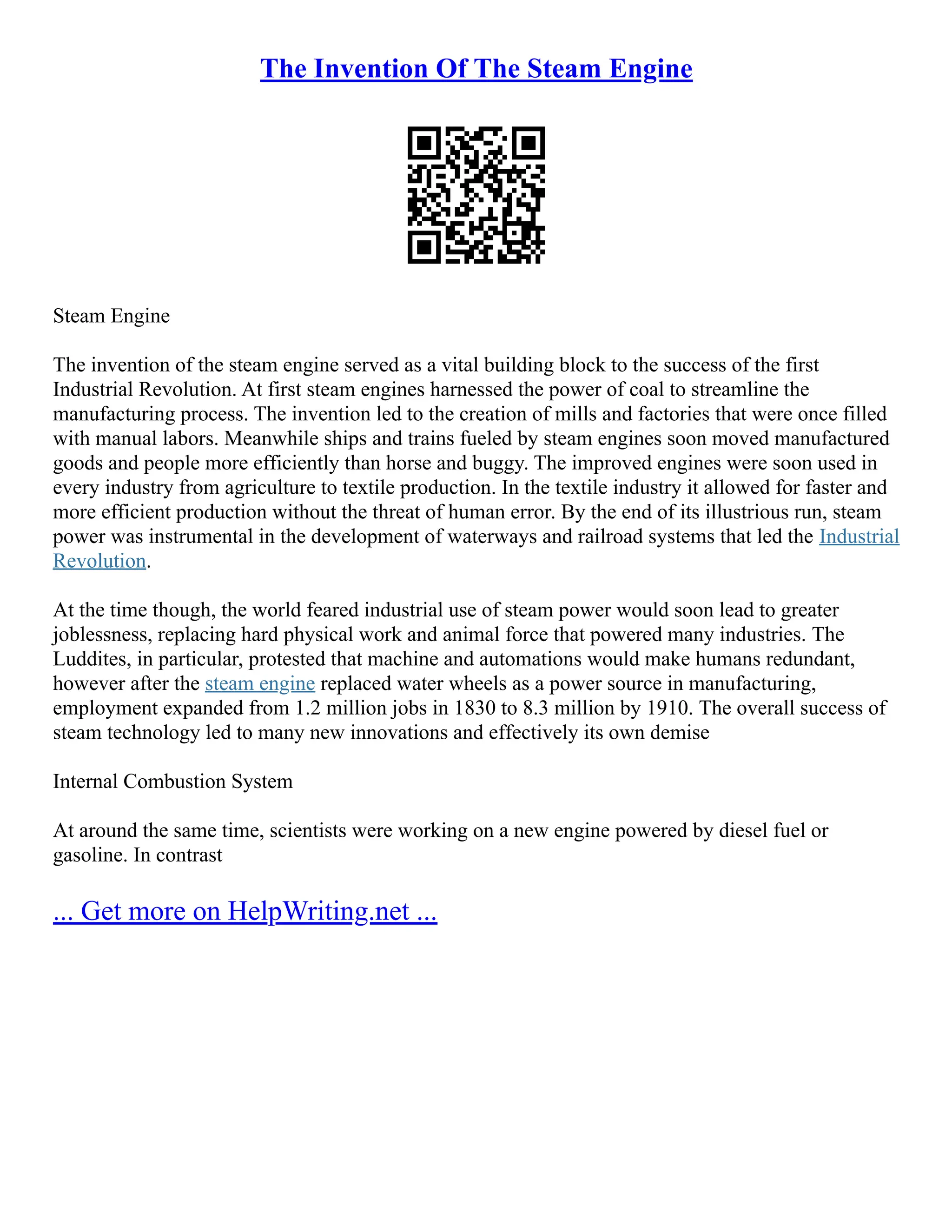 The Invention Of The Steam Engine | PDF