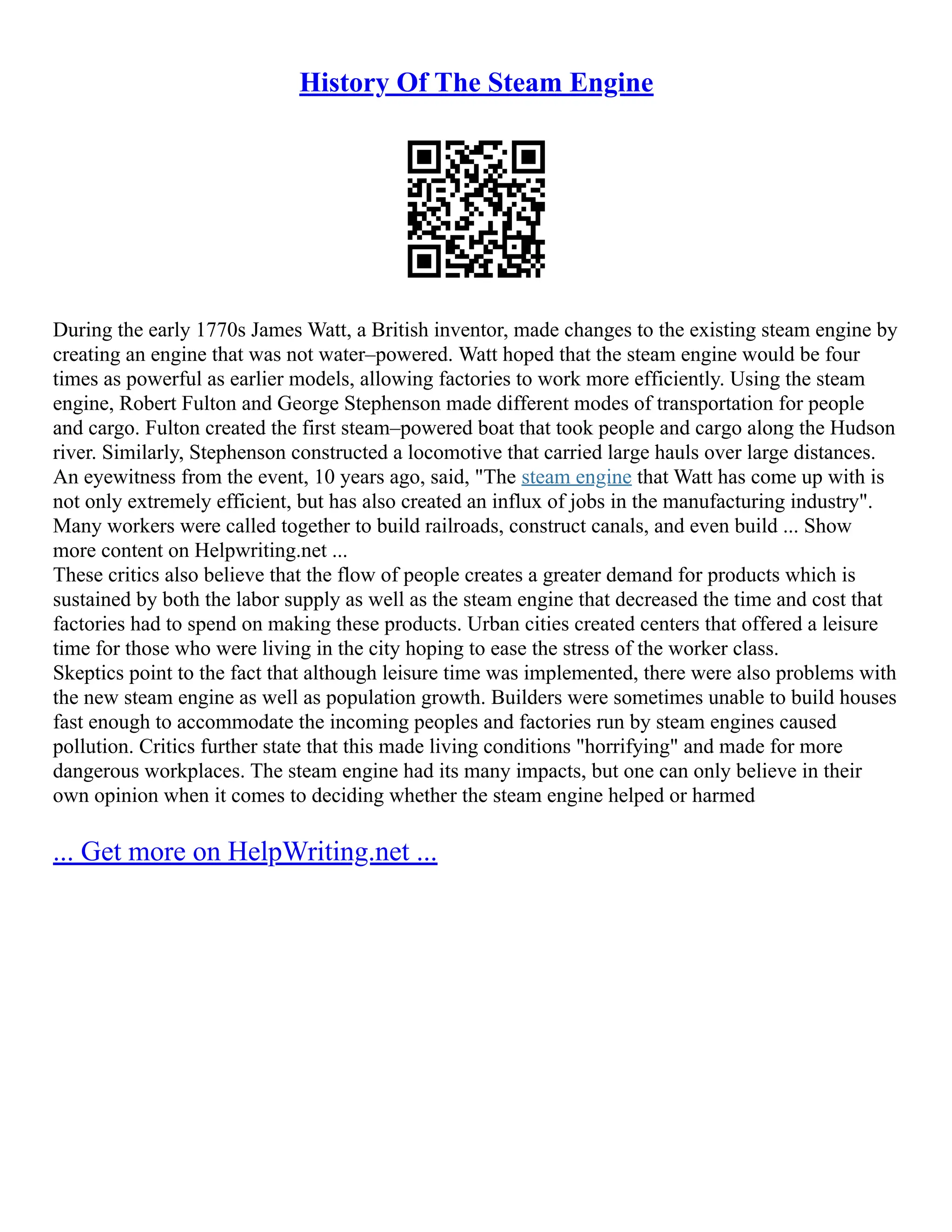 The Invention Of The Steam Engine | PDF