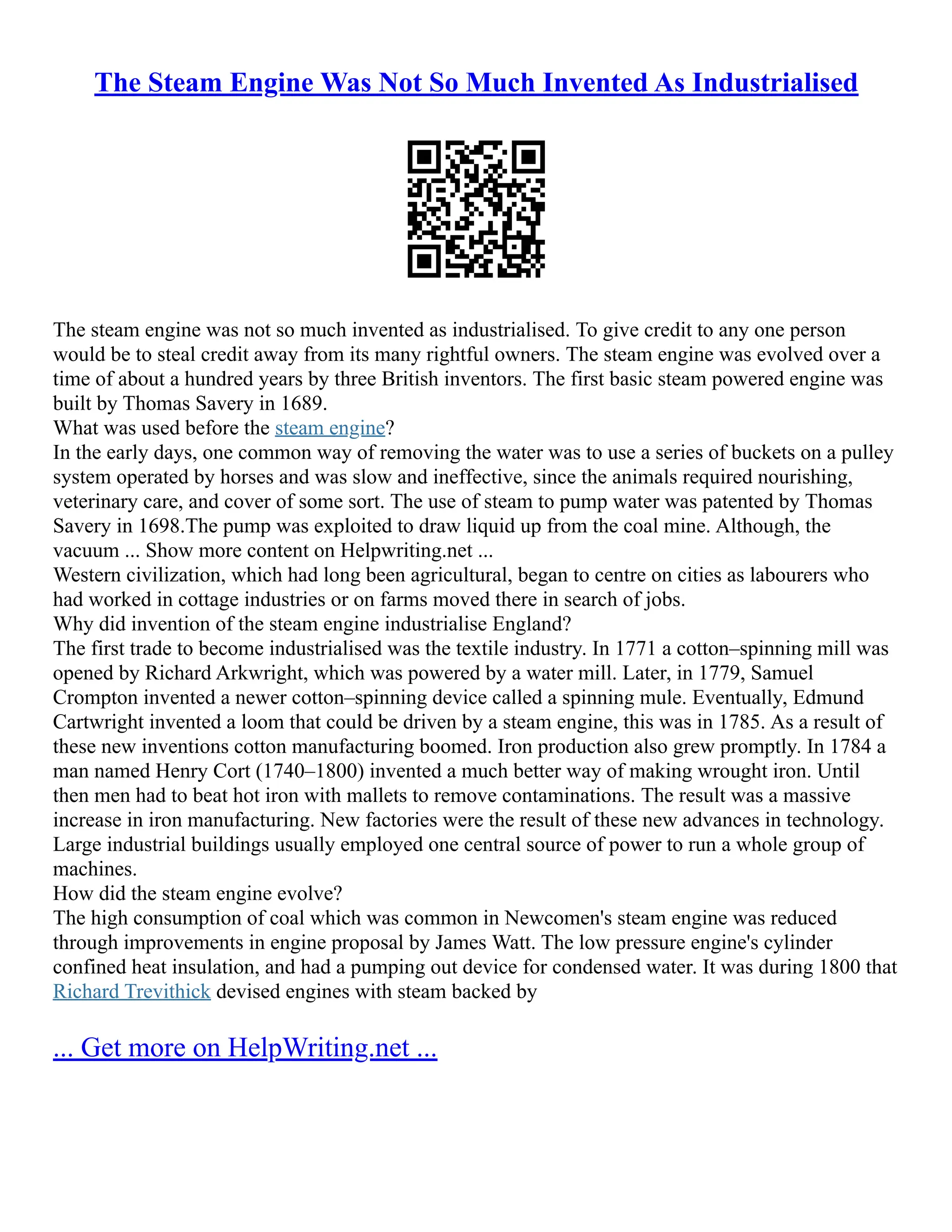 The Invention Of The Steam Engine | PDF