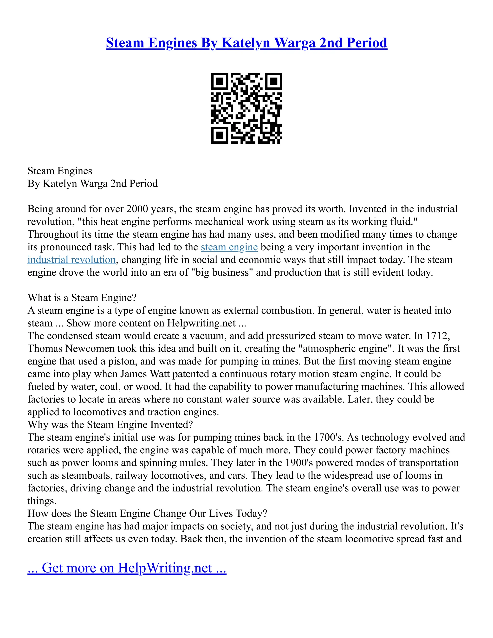 The Invention Of The Steam Engine | PDF