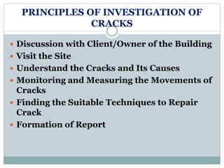 The investigation of cracks and repair techniques | PPTX