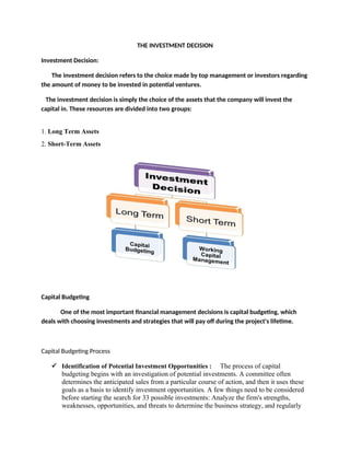 THE INVESTMENT DECISION in Financial Management | PDF