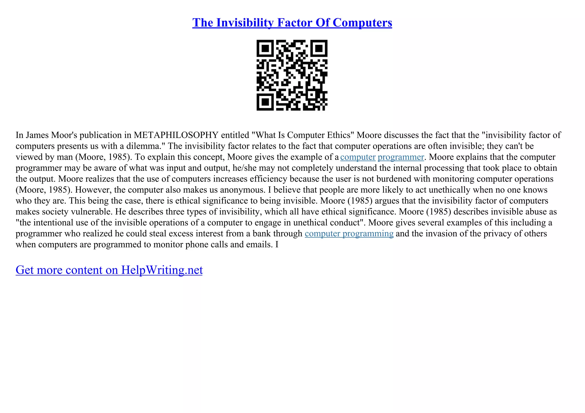 The Invisibility Factor Of Computers | PDF