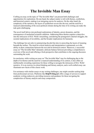 The Invisible Man Essay | PDF