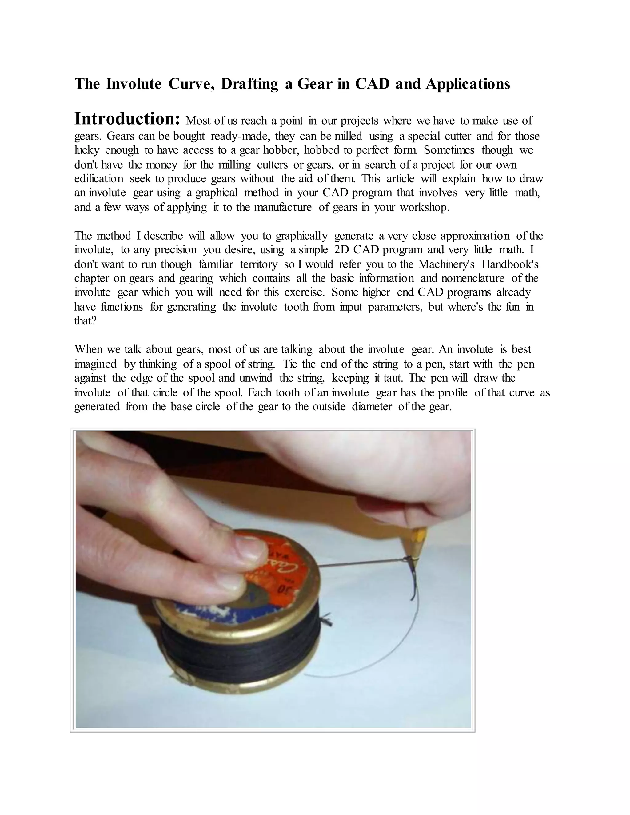 Involute curve in AutoCad | DOCX