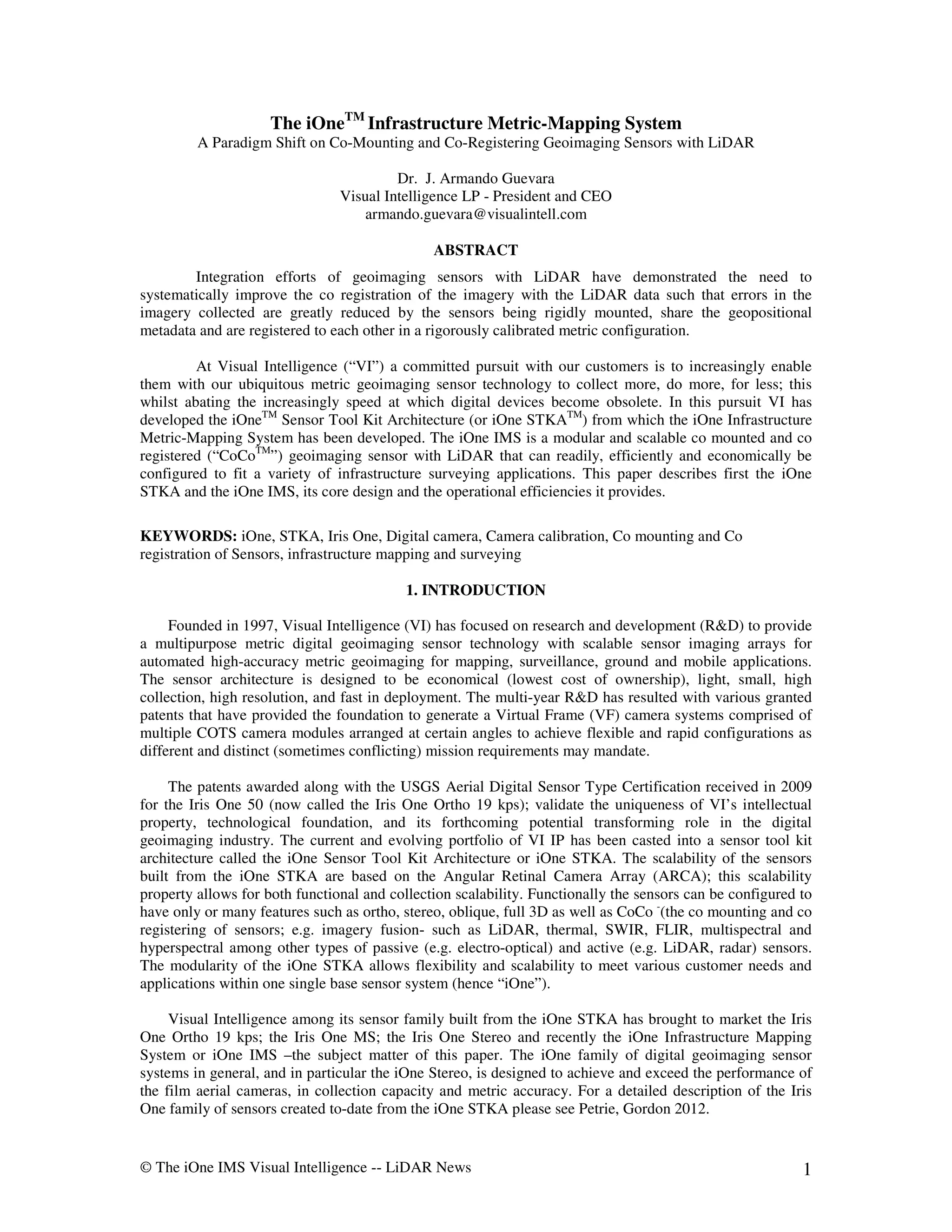 The ione infrastructure metric mapping system (ims) armando guevara | PDF