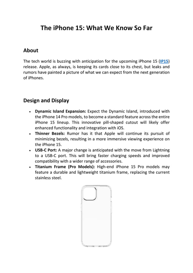 The iPhone 15 What We Know So Far is best | PDF