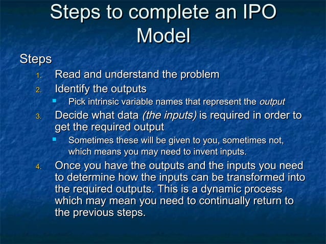 The IPO Model of Evaluation (Input-Process-Output)
