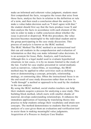 The IRAC method of case study analysis.AuthorsBittner, M.So.docx