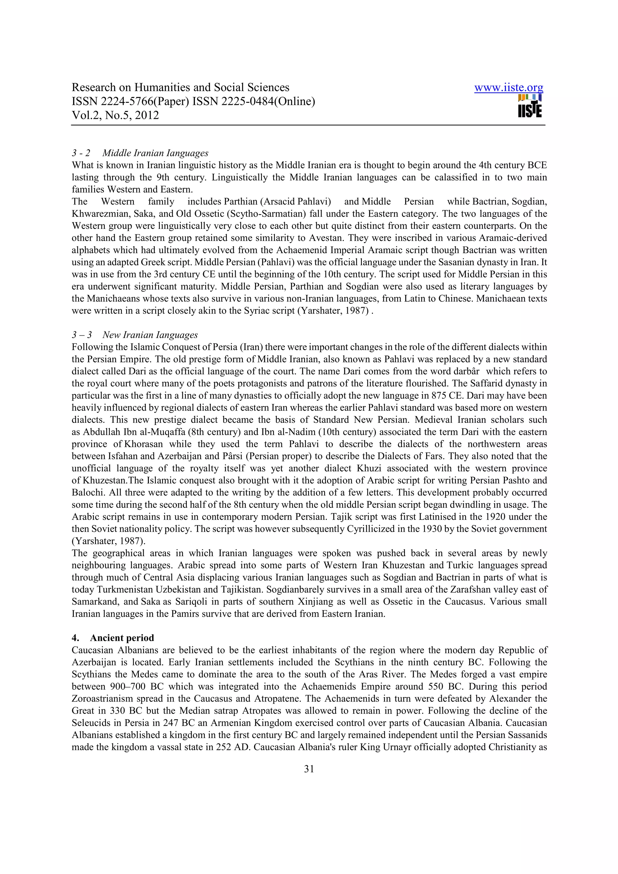 The iranian and azari languages | PDF