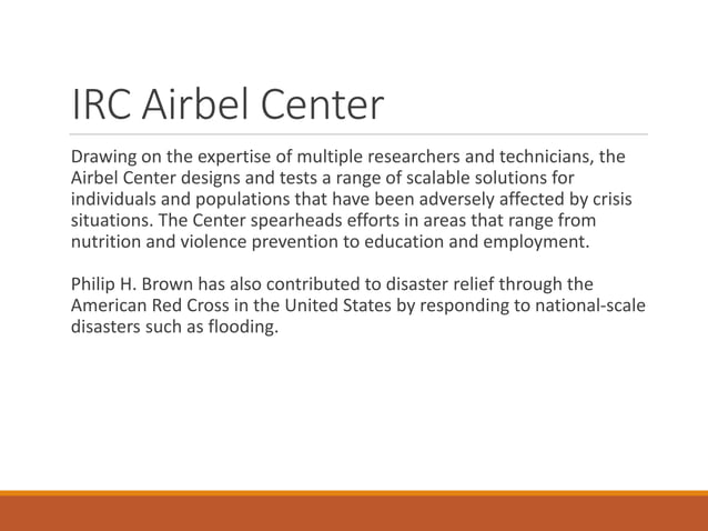 The IRC Airbel Center | PPT