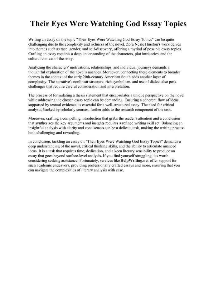 Their Eyes Were Watching God Essay Topics.pdf