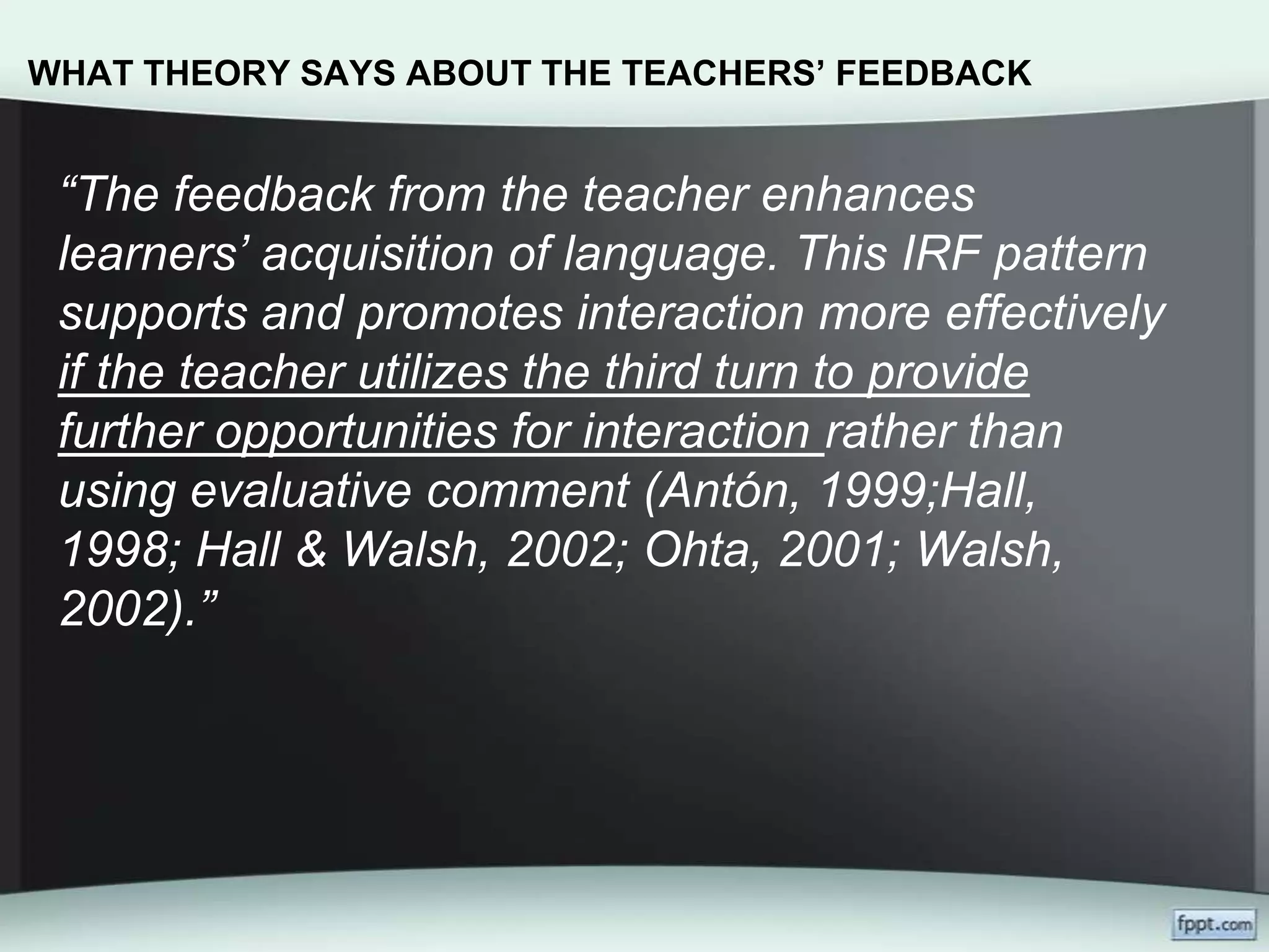 The irf interaction pattern in classroom observation | PPTX