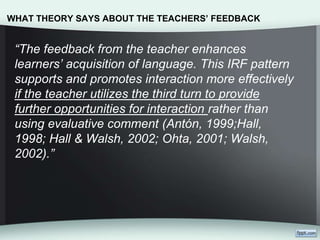 The irf interaction pattern in classroom observation | PPTX