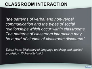 Discourse Patterns In The Classroom
