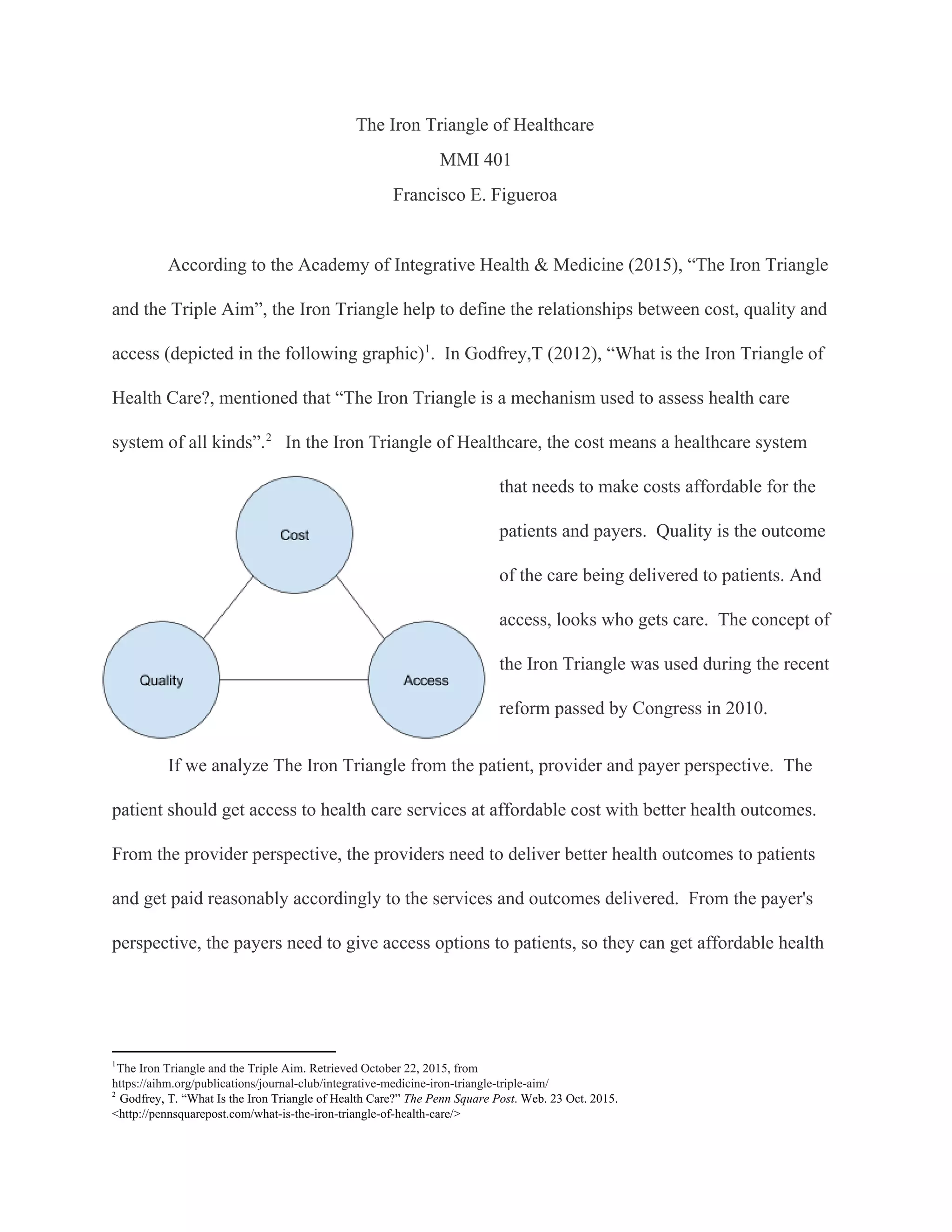 The iron triangle of healthcare | PDF