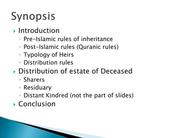 The basics of Islamic law of inheritance | PPTX | Islam | Religion ...
