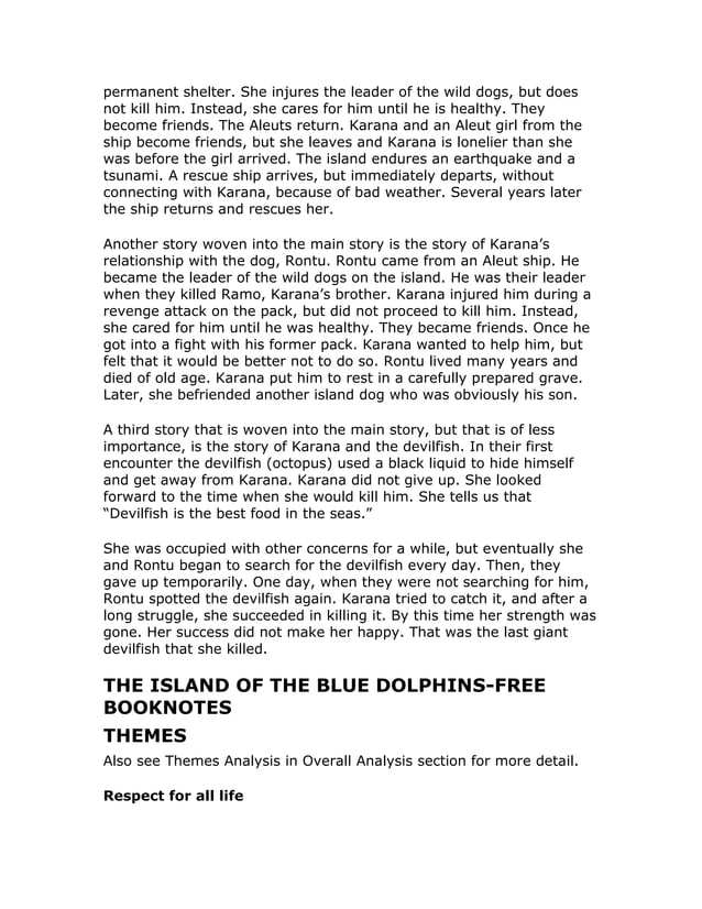 The island of the blue dolphins by scott o’dell | DOCX