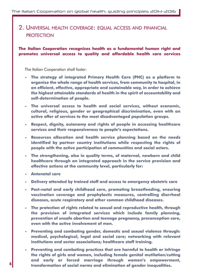 The italian cooperation on global health guiding principles | PDF