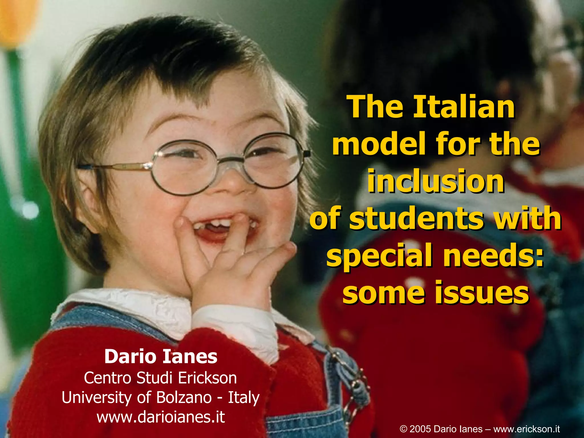 The Italian Model Of The Inclusion. Dario Ianes. Edizioni Erickson ...