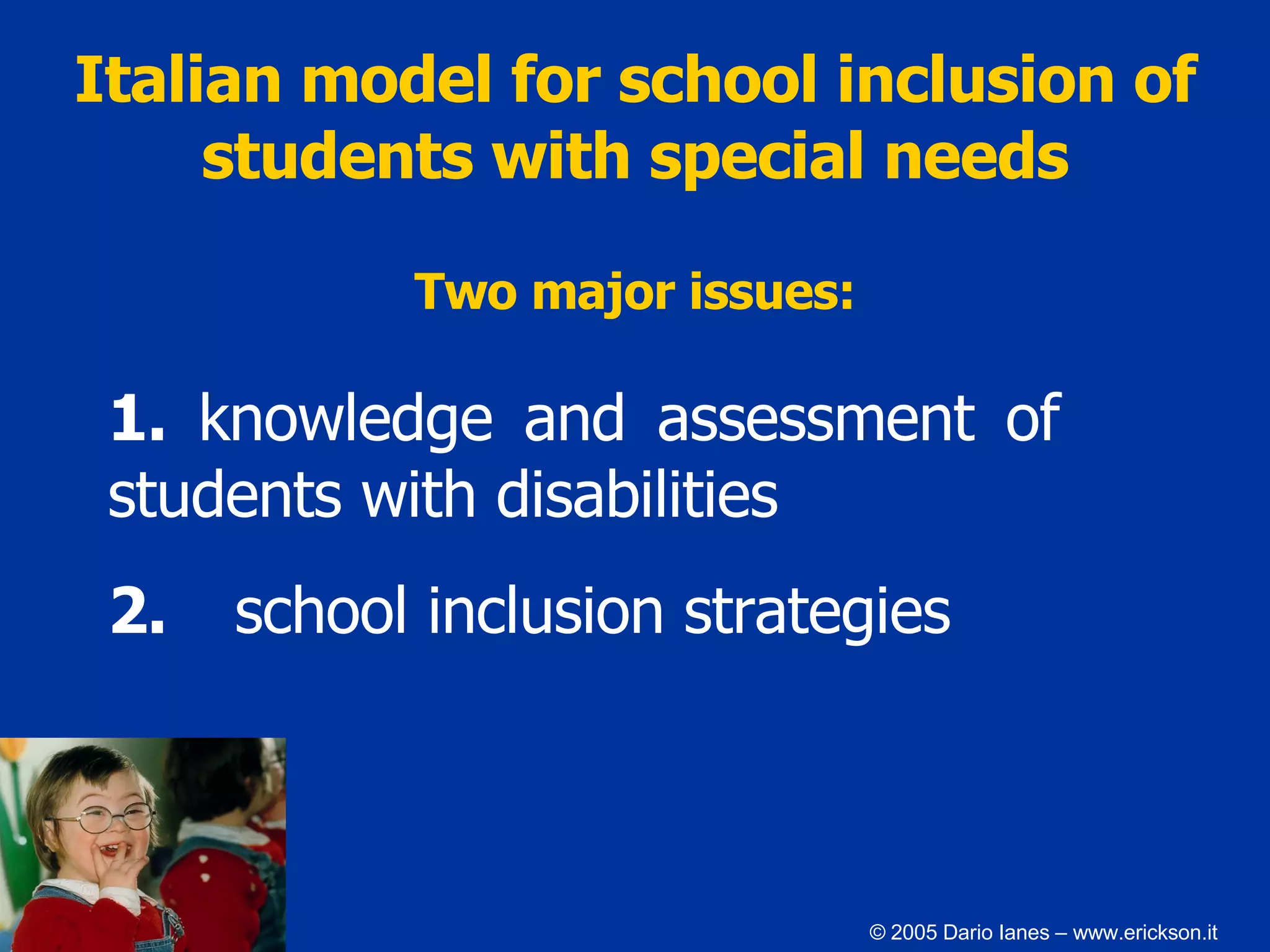 The Italian Model Of The Inclusion. Dario Ianes. Edizioni Erickson ...