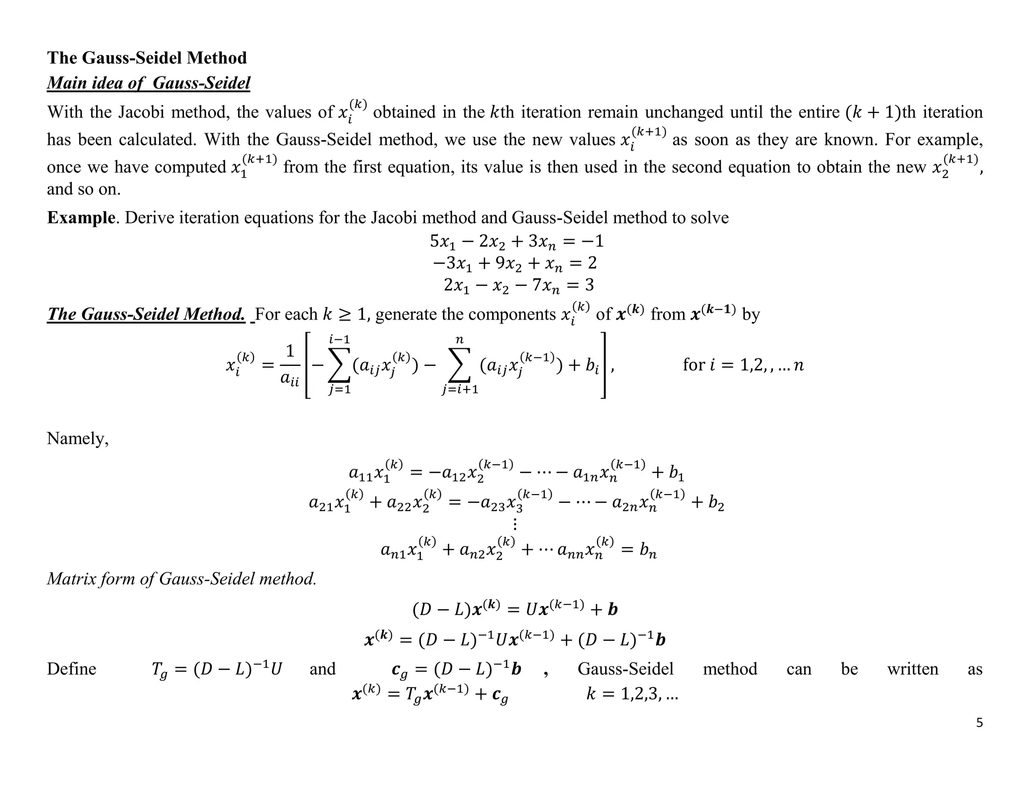 The Jacobi And Gauss Seidel Iterative Methodspdf