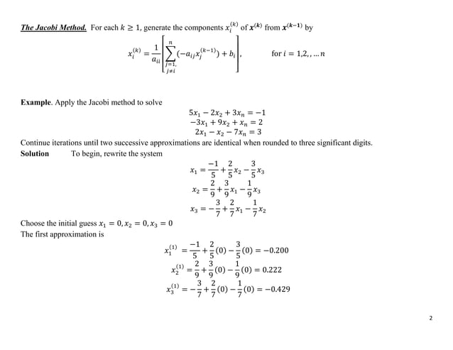 The Jacobi And Gauss Seidel Iterative Methods Pdf