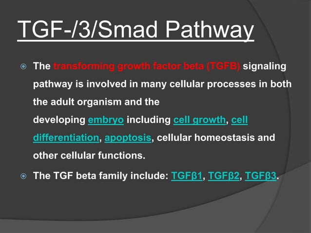 JAK-STAT and TGF-3/SMAD signal transduction pathways | PPTX