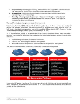 The Jamcracker Platform - Cloud Services Governance and Management for the Enterprise | PDF