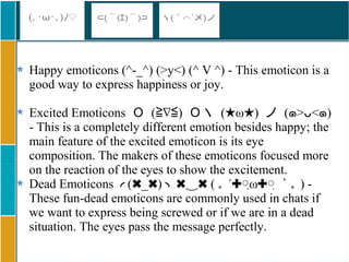 The Japanese Emoticons and their specific meanings | PPT