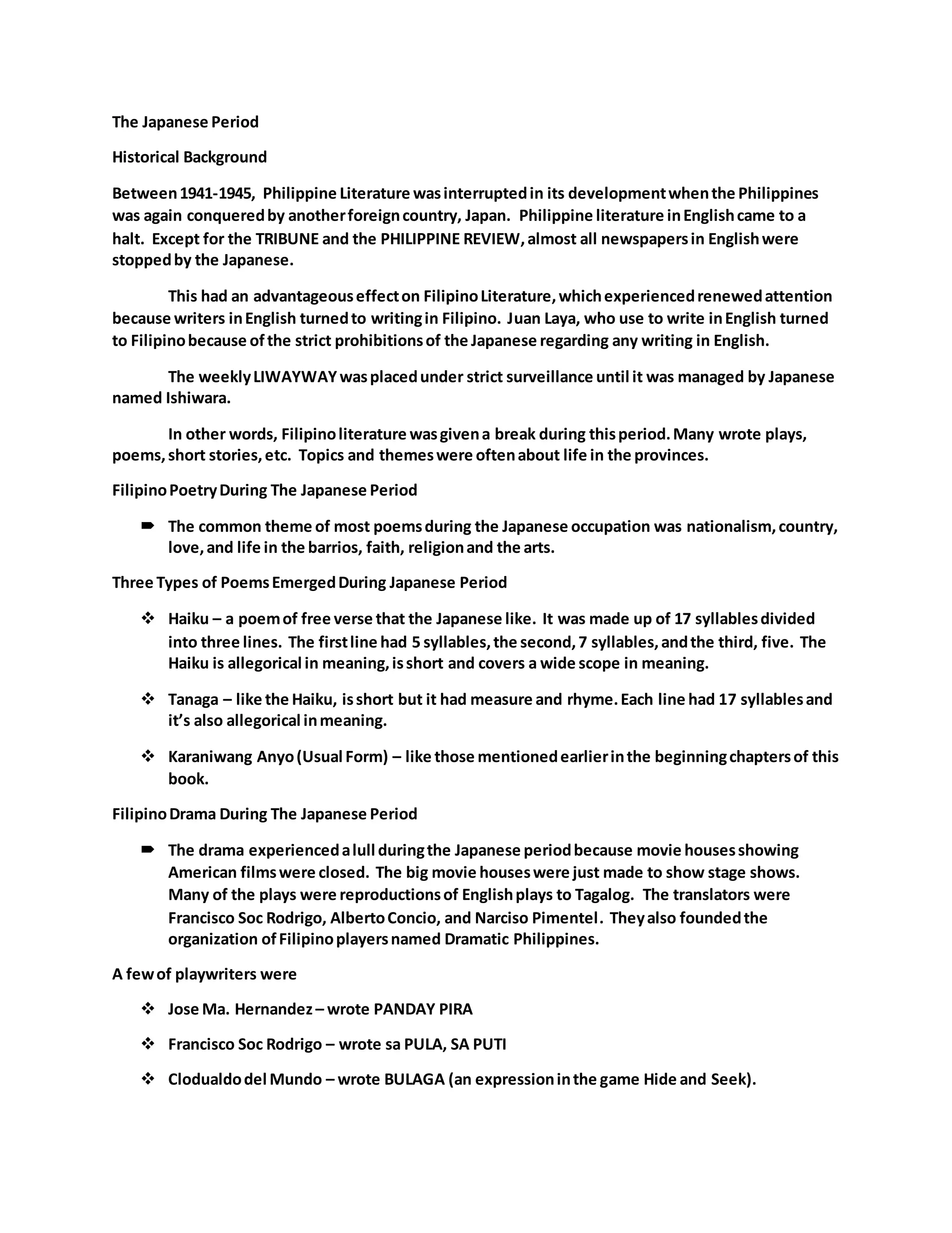 The japanese period | DOCX