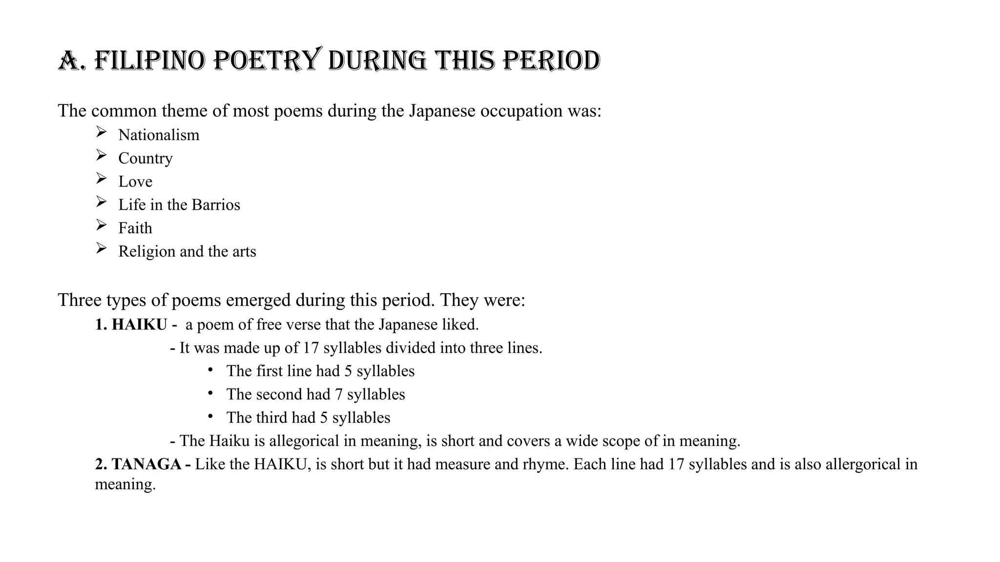 THE JAPANESE PERIOD this is the literature during the Japanese ...